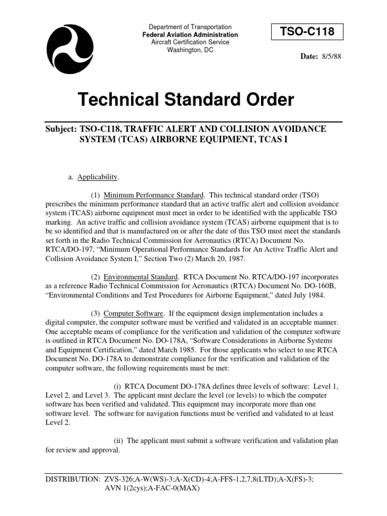 Tso C118 | PDF | Verification And Validation | Aviation