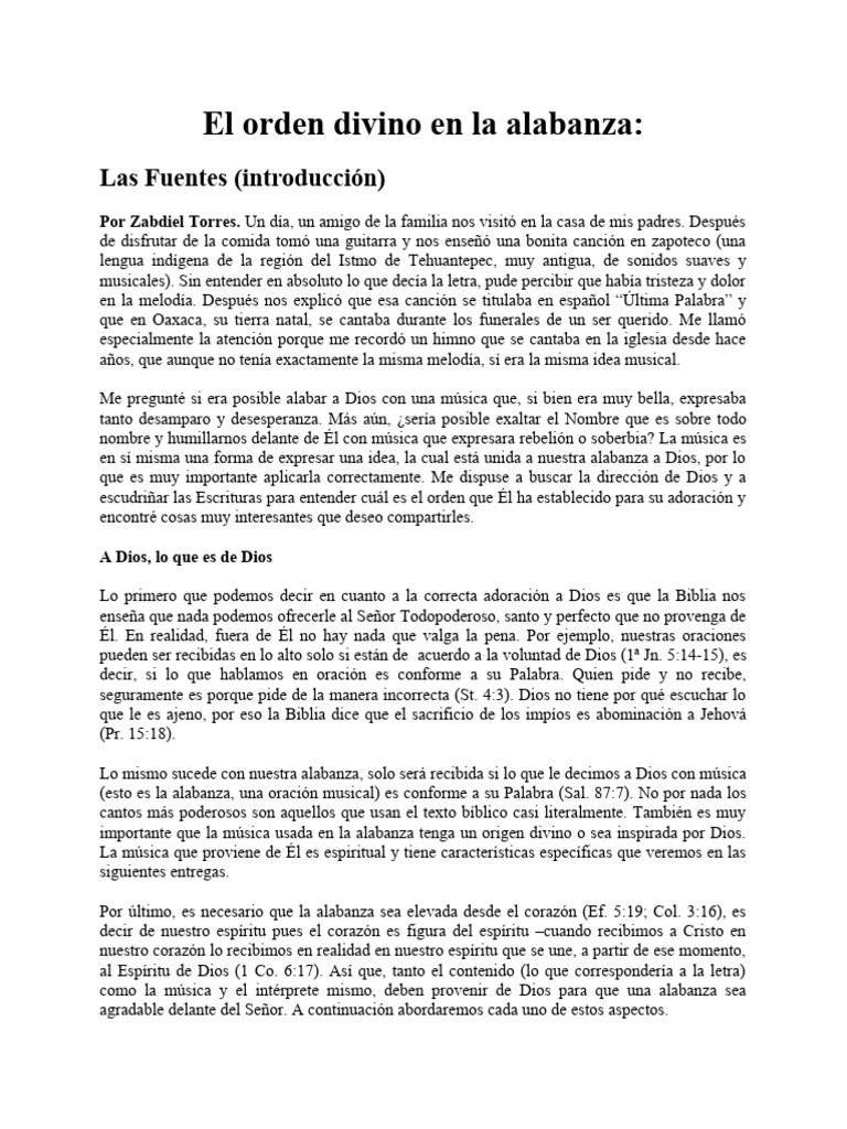 El Orden Divino en La Alabanza | PDF | Dios | Armonía