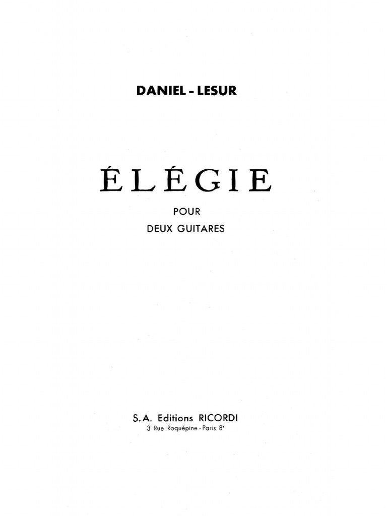 Daniel-Lesur - Elegie (Duo) | PDF