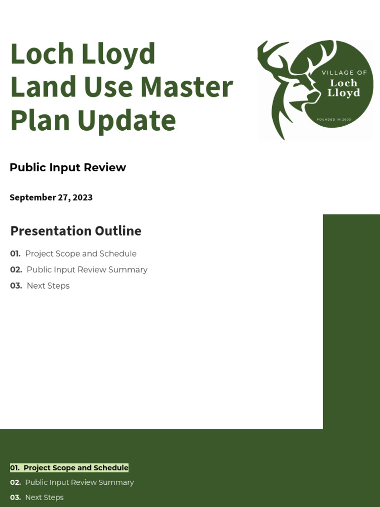 Village of Loch Lloyd Land Use Master Plan Public Input Review | PDF ...