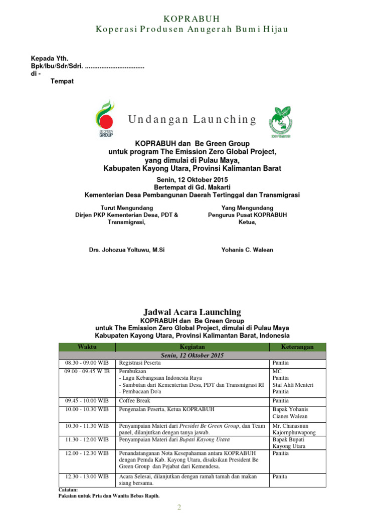 Launching KOPRABUH dan Be Green Group | PDF | Sains & Matematika