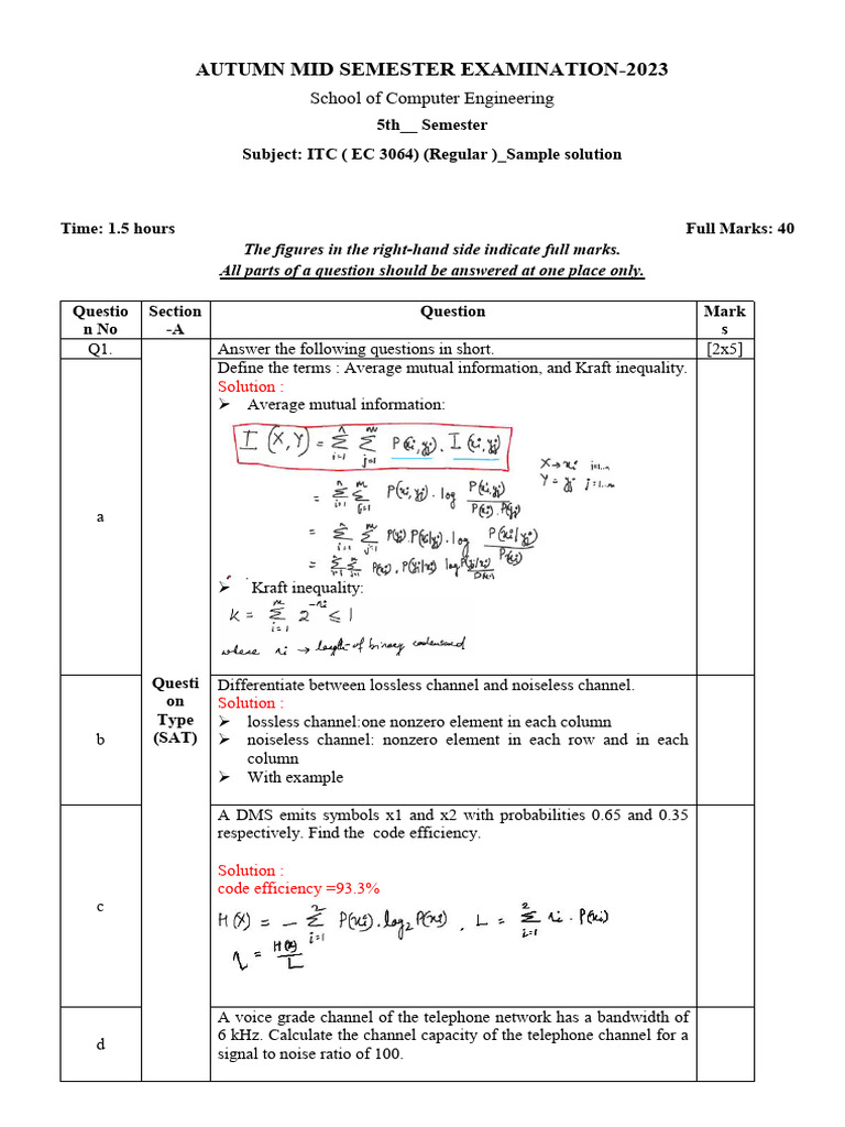 Ec-3064 (Itc) - CS Mid Sept 2023 | PDF | Telecommunications | Computer Science