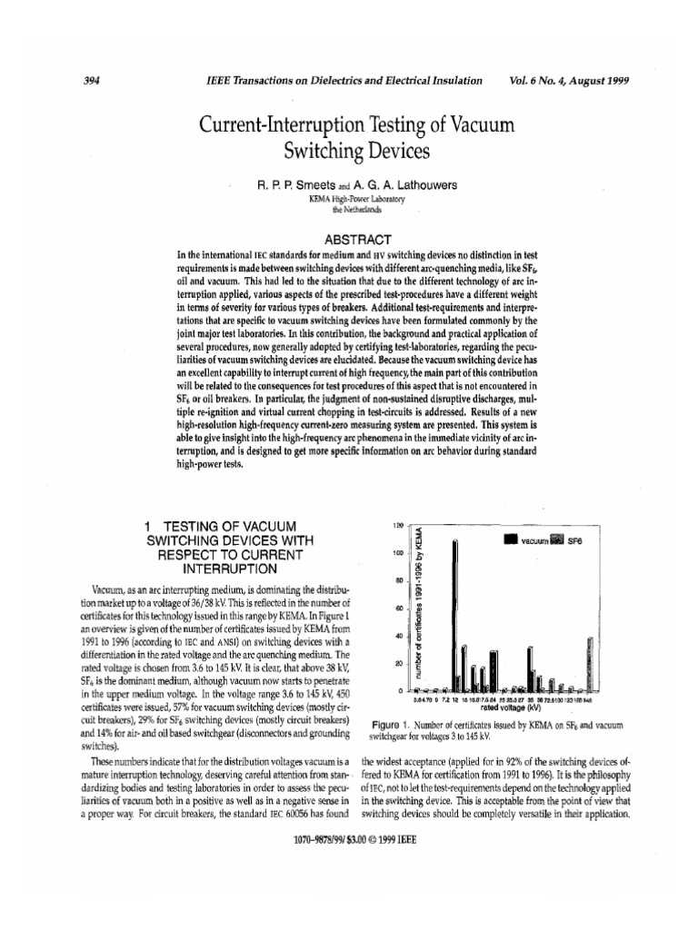 Current Interruption Testing of Vacuum Switching Devices | PDF