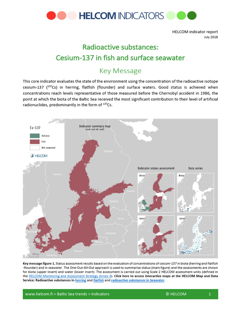 Radioactive Substances HELCOM Core Indicator 2018 | PDF | Baltic Sea | Radioactive Contamination