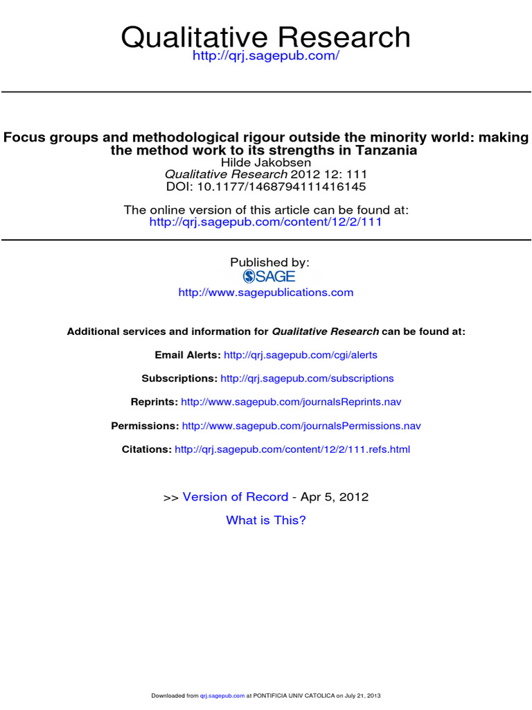 Jakobsen. Focus Groups and Methodological Rigour Outside The Minority ...