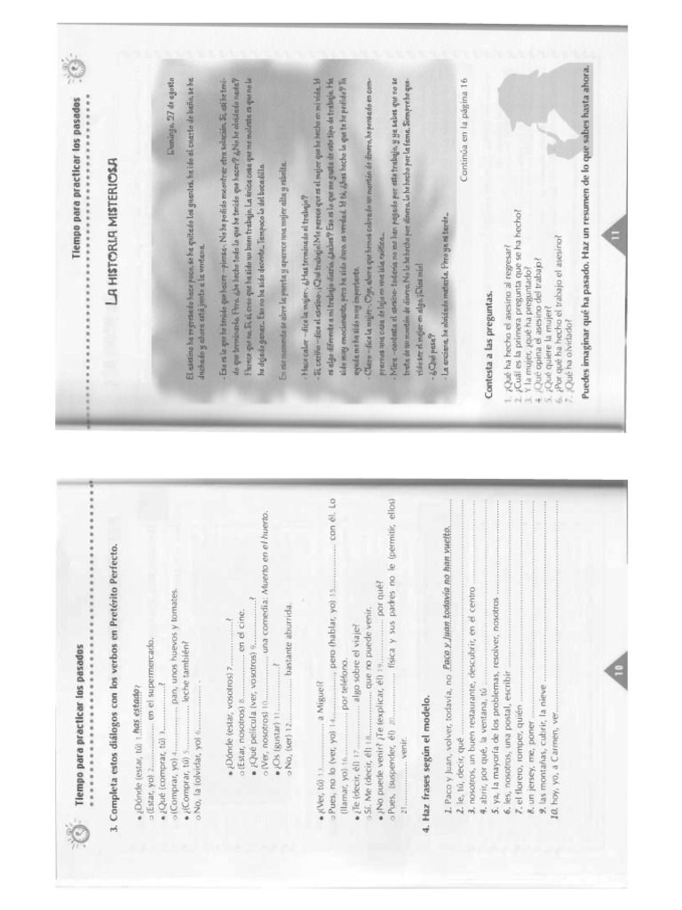 Los Tiempos Del Pasado - Ejercicios - Perfecto, Indefinido, Imperfecto ...