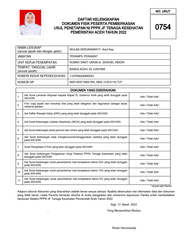 Daftar Kelengkapan Dokumen Fisik(2) | PDF