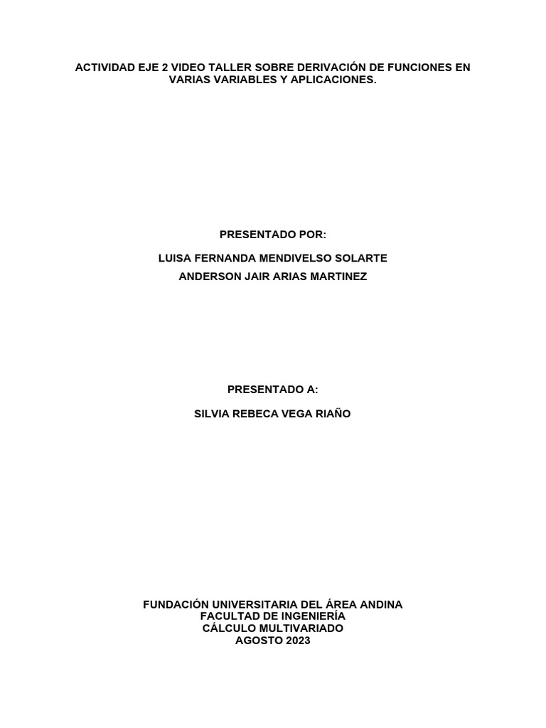 Eje2 Calculo Multivariado Pdf Cálculo Multivariable Matemáticas Aplicadas