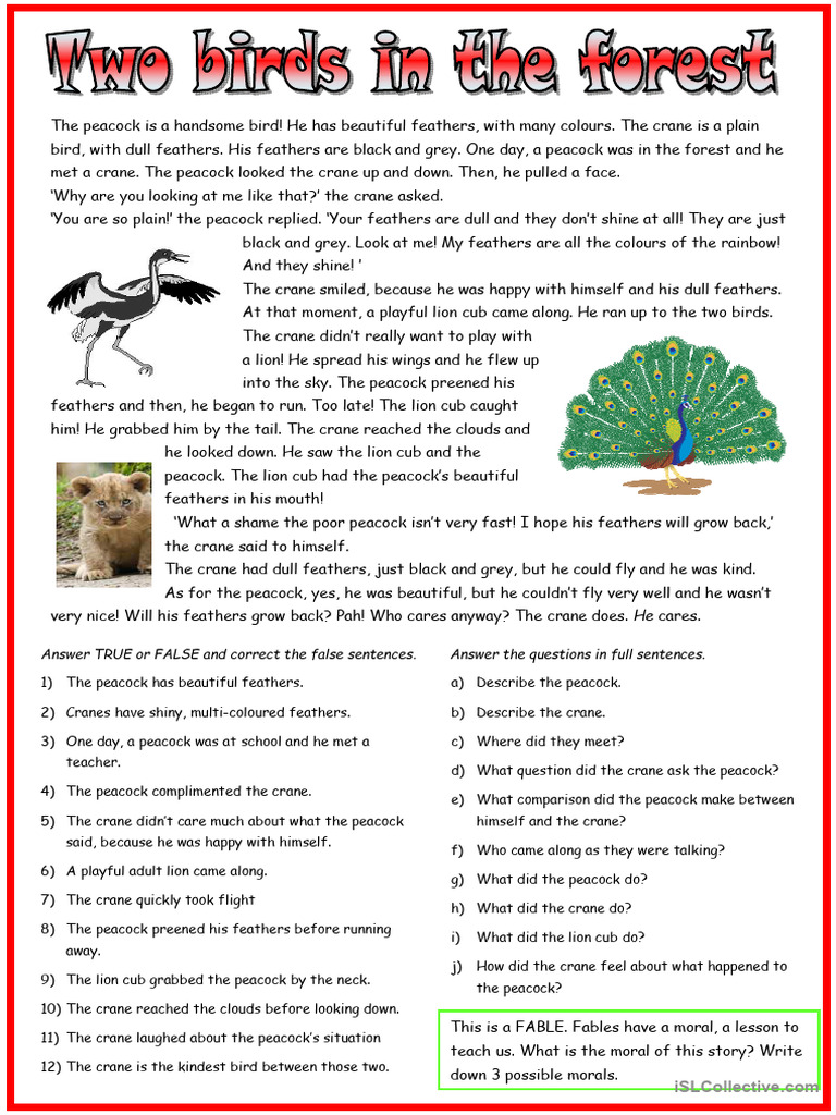 Two Birds in The Forest, A Fable. | PDF | Peafowl | Ornithology