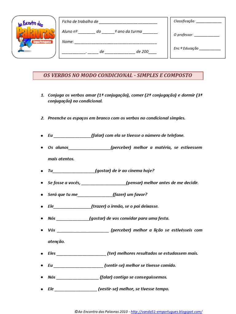 11 o Verbo Modo Condicional