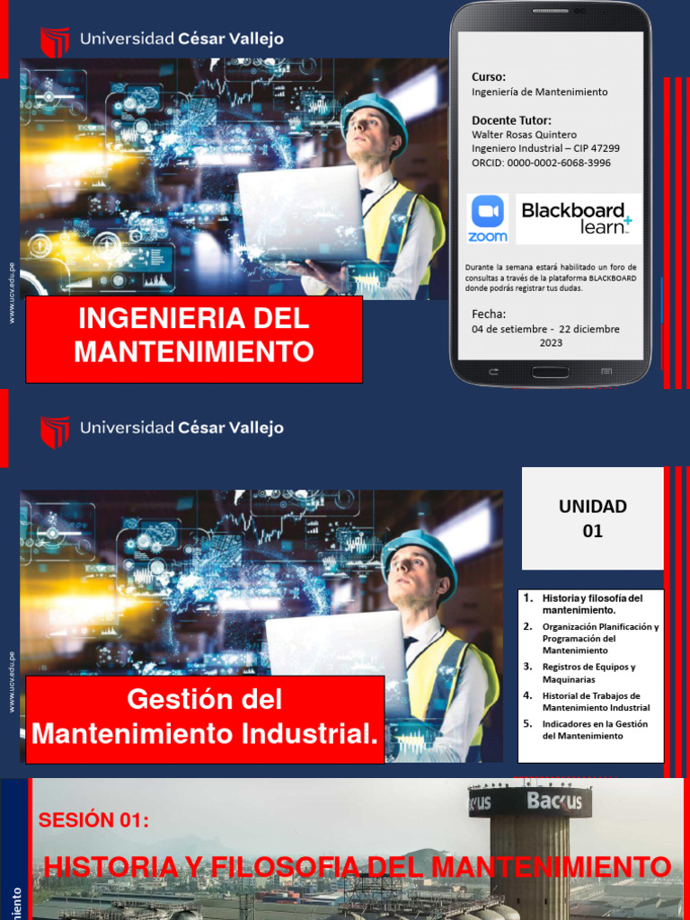 SESION 1 Ing. Mantenimiento 2023-2 | PDF | Ingeniería de confiabilidad | Ingeniería