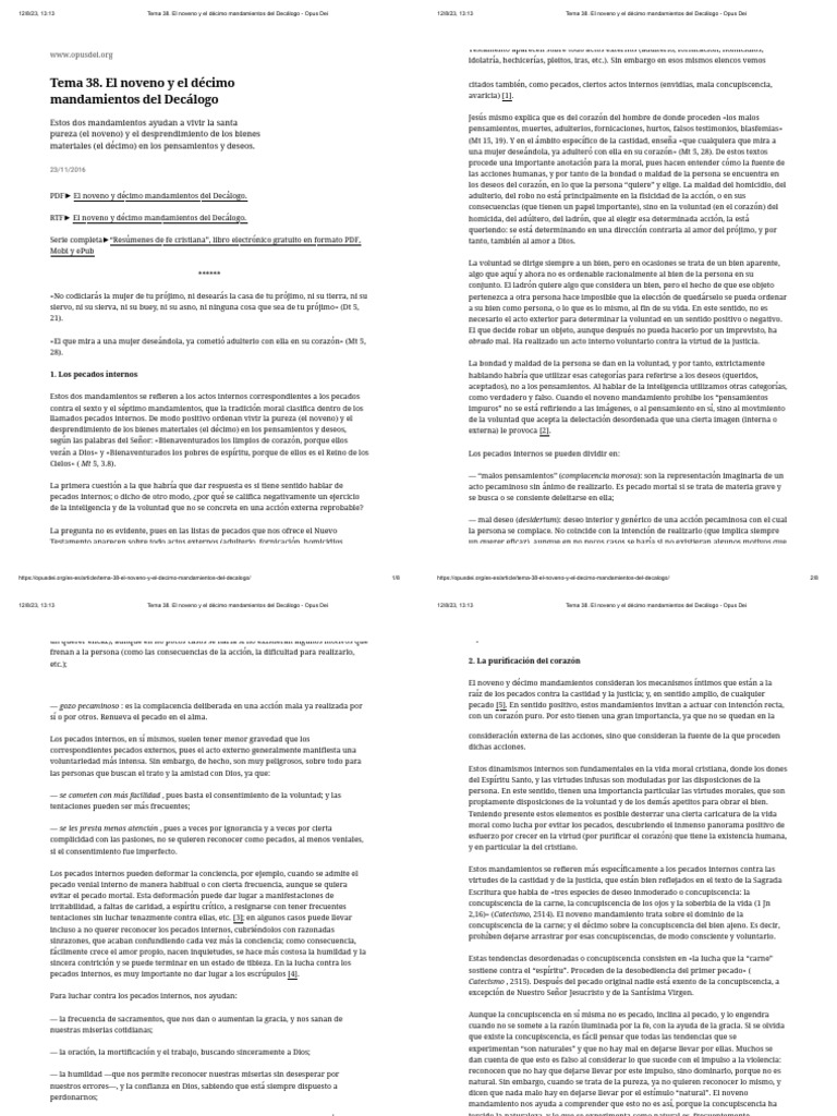 Tema 38. El Noveno y El Décimo Mandamientos Del Decálogo - Opus Dei | PDF | Pecado | Diez ...