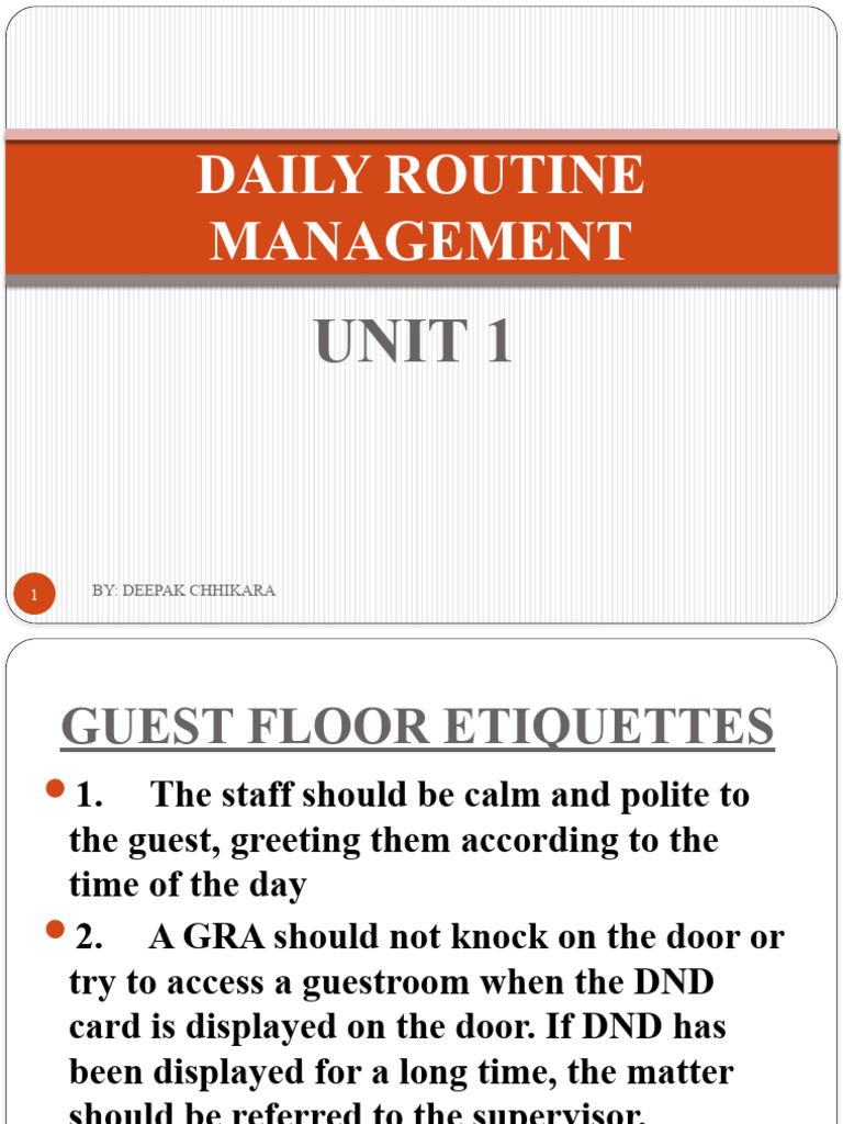 BHCT 108 Unit 1 Daily Routine Management | PDF | Housekeeping | Bathroom