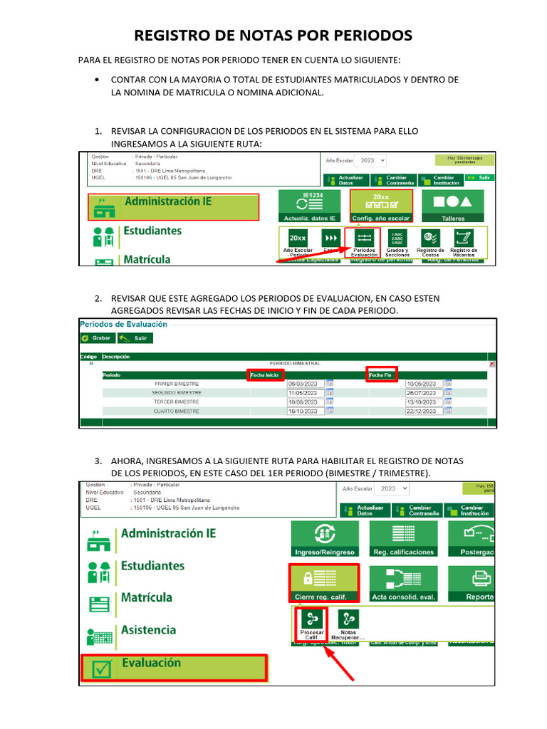 REGISTRO DE NOTAS POR PERIODOS | PDF