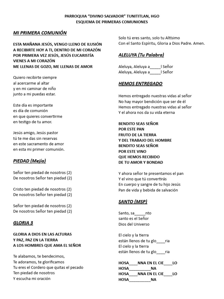 Esquema Primeras Comuniones 2023 | PDF | eucaristía | Creencia religiosa y doctrina