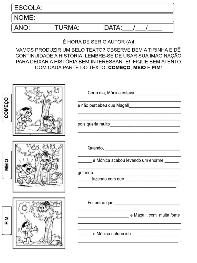 Produção Textual Começo Meio E Fim Monica Pdf