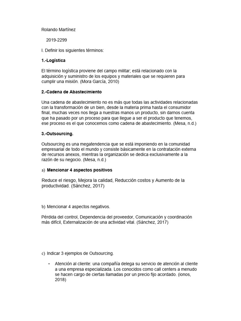 Practica 1 RM | PDF | Outsourcing | Logística