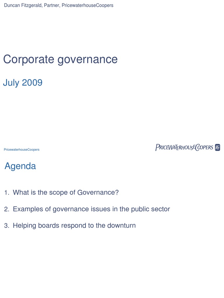 PWC - Corporate Governance in Real Life | PDF | Finance & Money ...