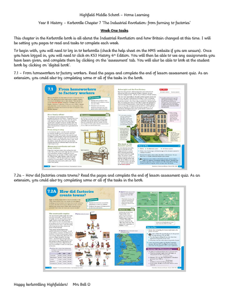 2 HMS Y8 History Home Learning Kerboodle Chapter 7 The Industrial ...