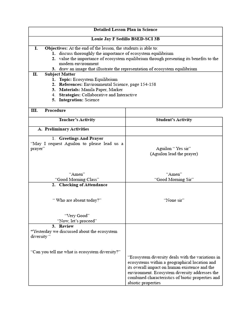 Detailed Lesson Plan in Science | PDF | Ecosystem | Biodiversity