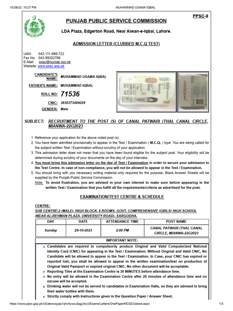 Muhammad Usama Iqbal | PDF | Multiple Choice | Government
