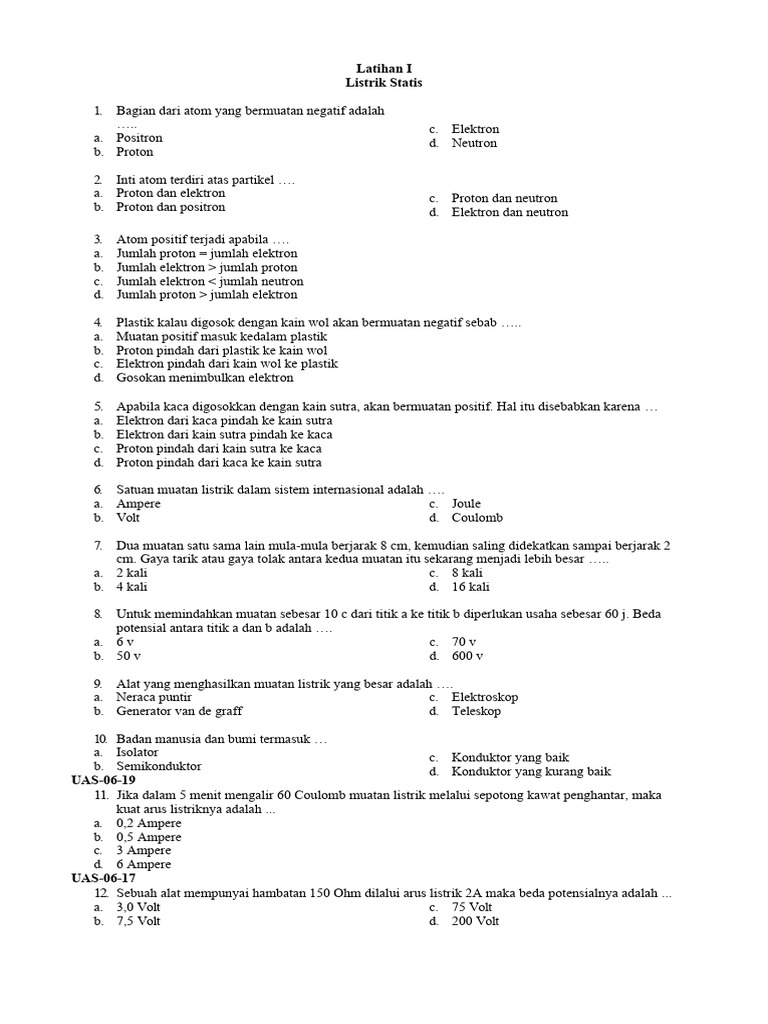 Soal Listrik Statis Kelas 9 | PDF