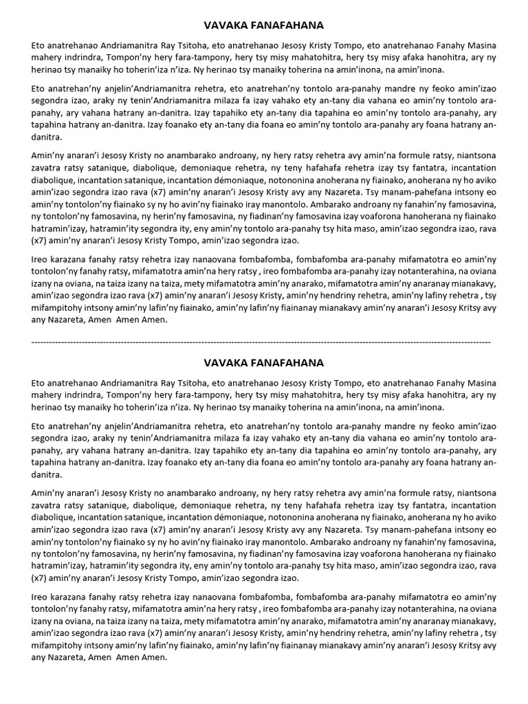 VAVAKA FANAFAHANA | PDF