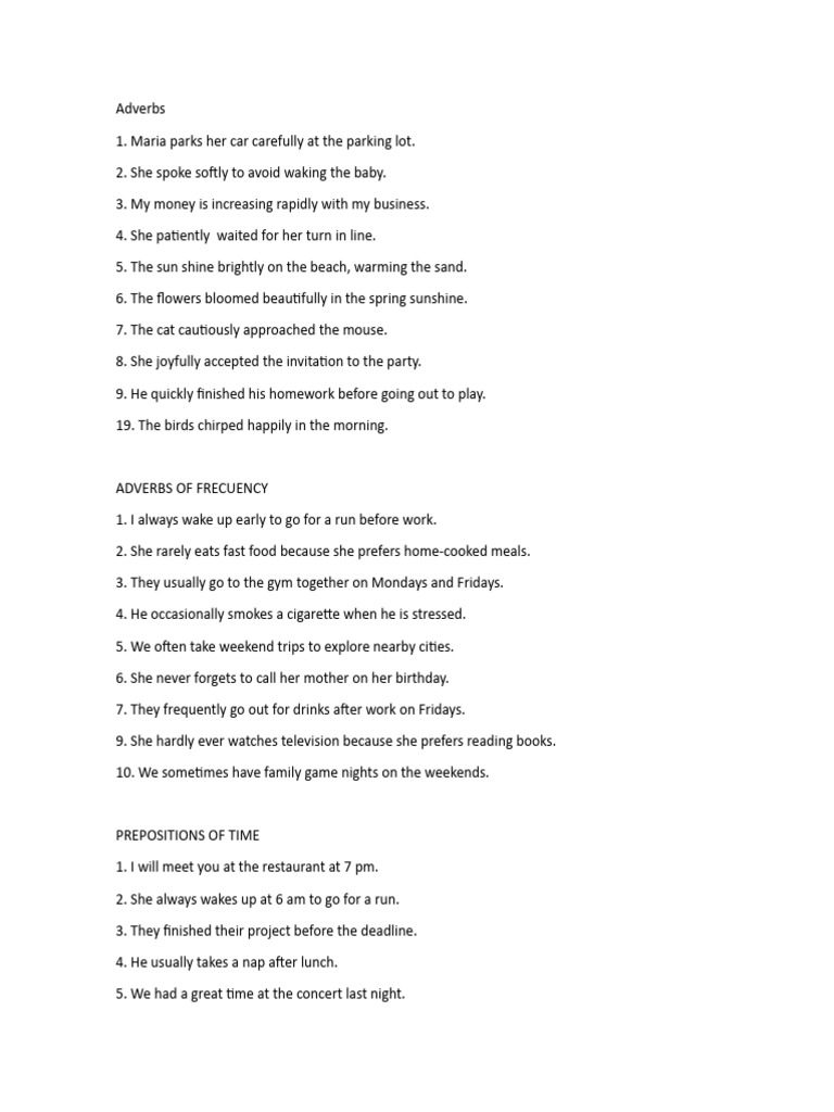 Examples of Time Adverbs in English | PDF