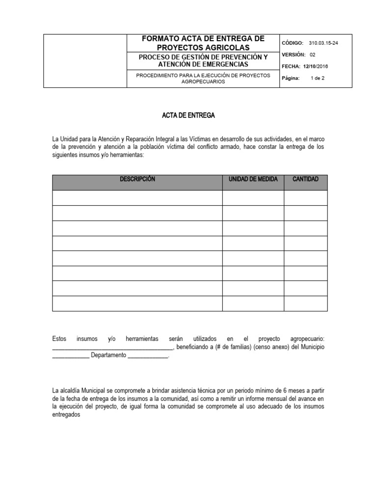 Acta Entrega 4 | PDF