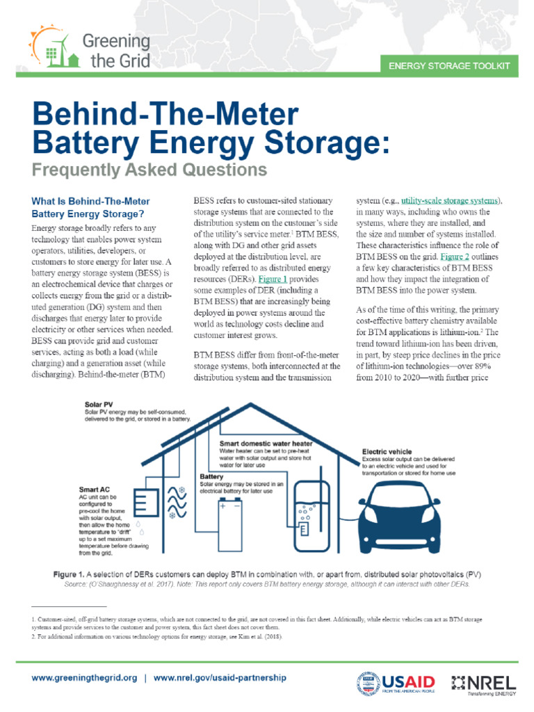 Behind-the-Meter Battery Storage - Frequently Asked Questions - 79393 | PDF