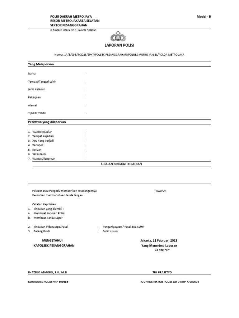 Laporan Polisi | PDF