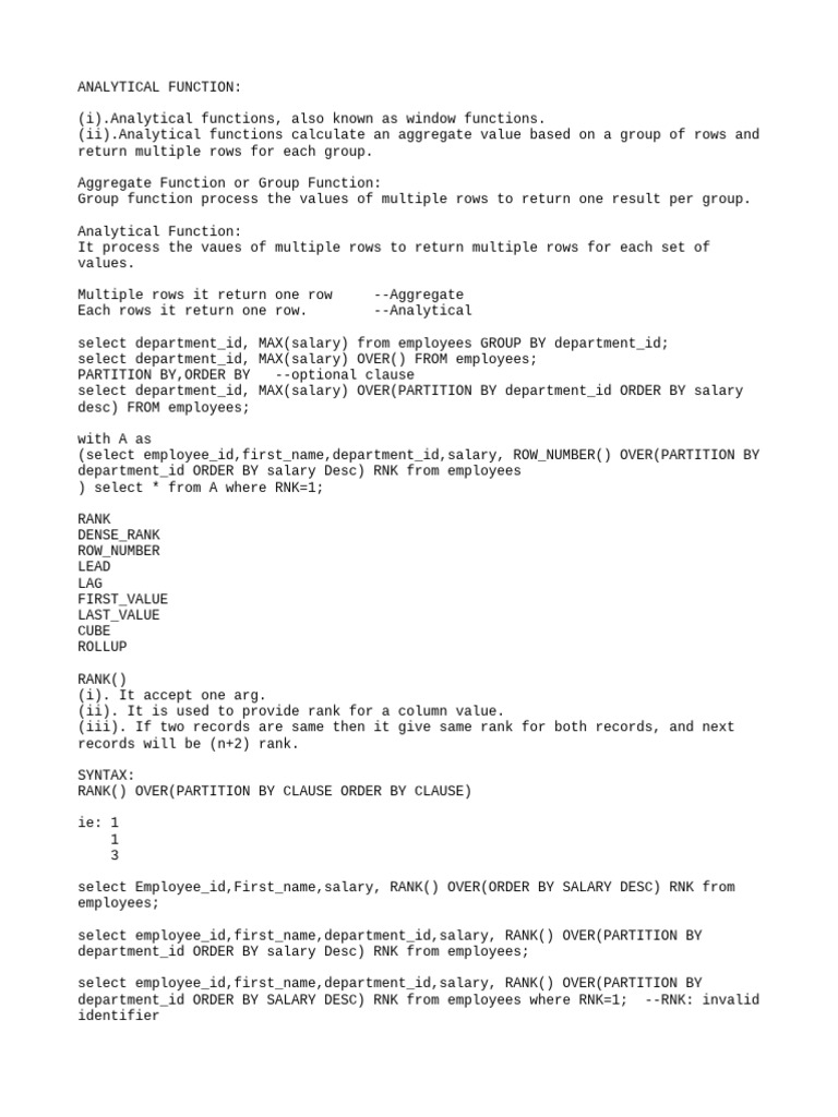 Analytical Function | PDF | Software Engineering | Computer Science
