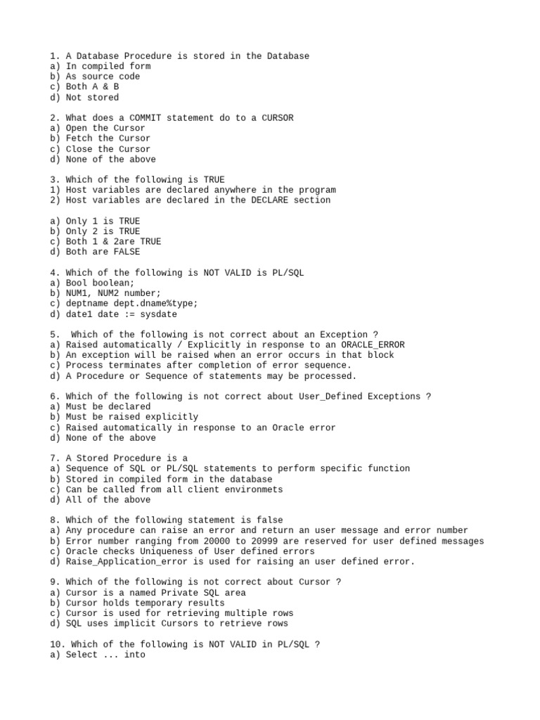 PLSQL Test 25-1 | PDF | Pl/Sql | Software Development PLSQL Test 25-1 | PDF | Pl/Sql | Software Development