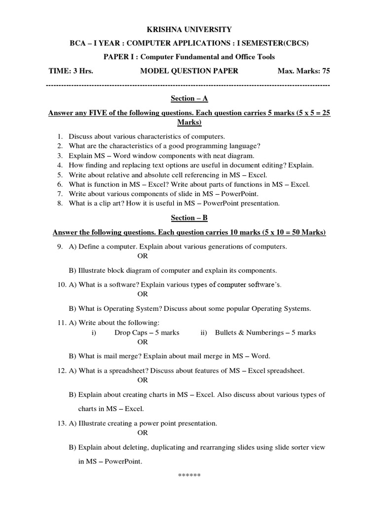 CFOT Model Paper Min | PDF | Computers