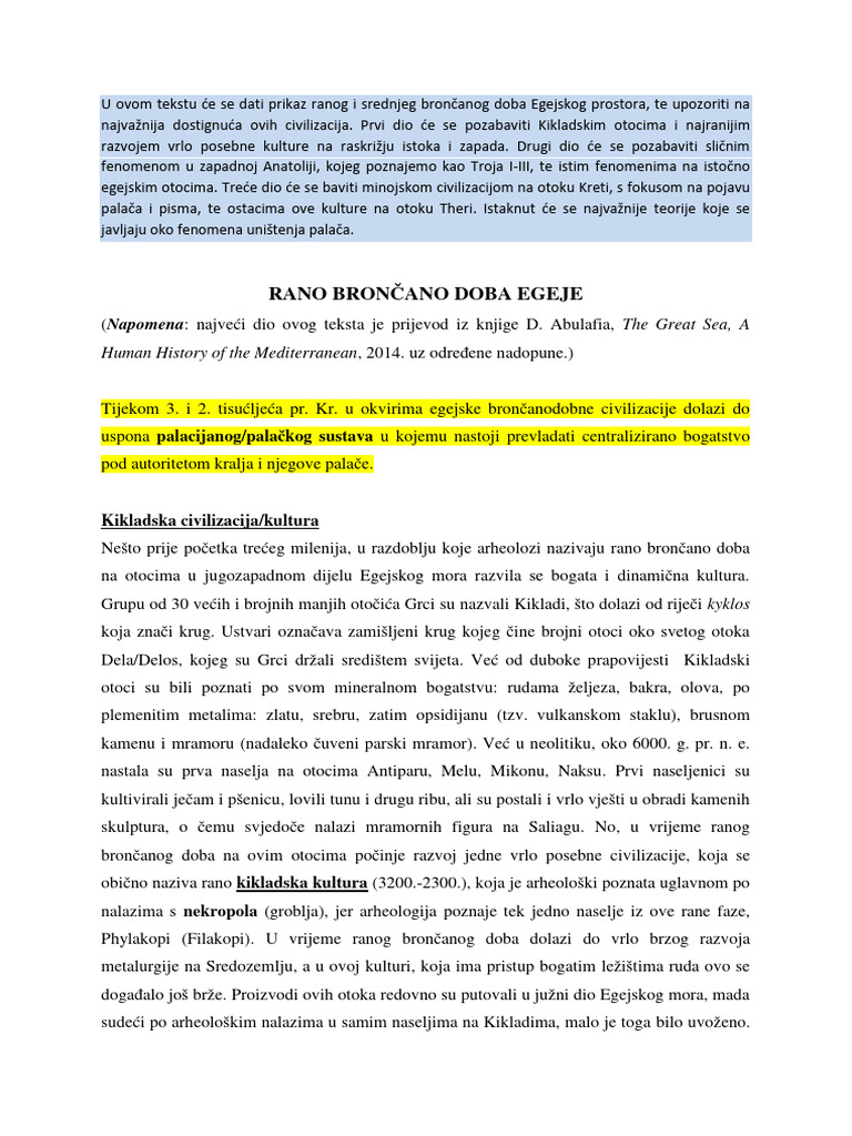 Rano I Srednje Bronacno - Doba | PDF