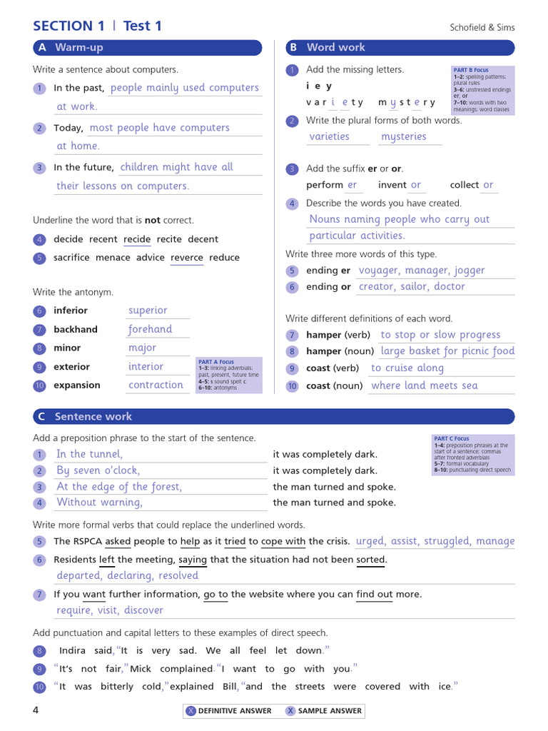 Section 1 Test 1: Warm-Up Word Work | PDF | Word | Linguistic Morphology