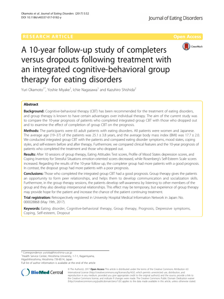 A 10-Year Follow-Up Study of Completers Versus Dropouts Following ...