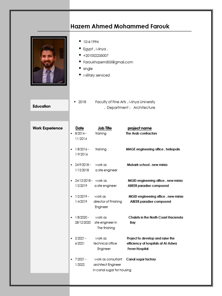 Hazem Farouk: Architect & Engineer Resume | PDF
