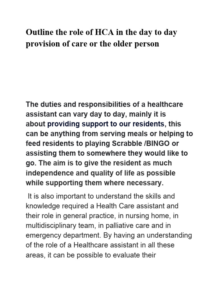 HCA Role in Elderly Care in Ireland | PDF | Caregiver | Health Care