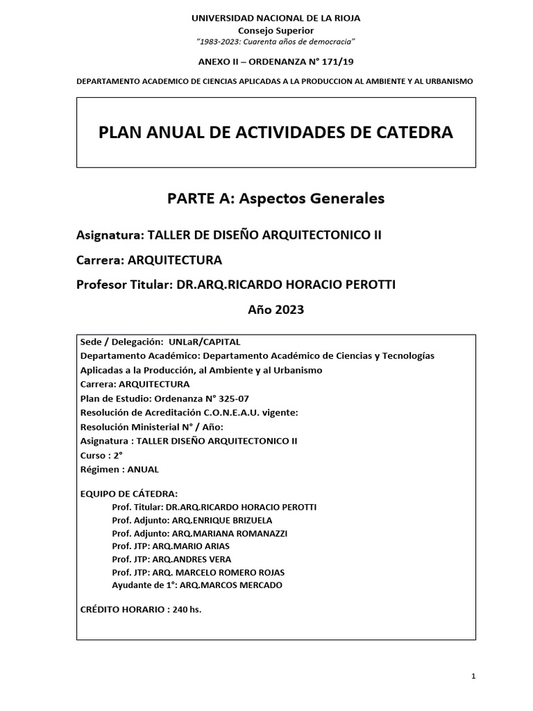 Plan Anual de Actividades de Catedra Tda II 2023 Def | PDF | Diseño ...
