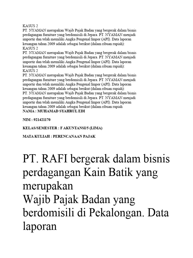 Perencanaan Pajak Arul | PDF