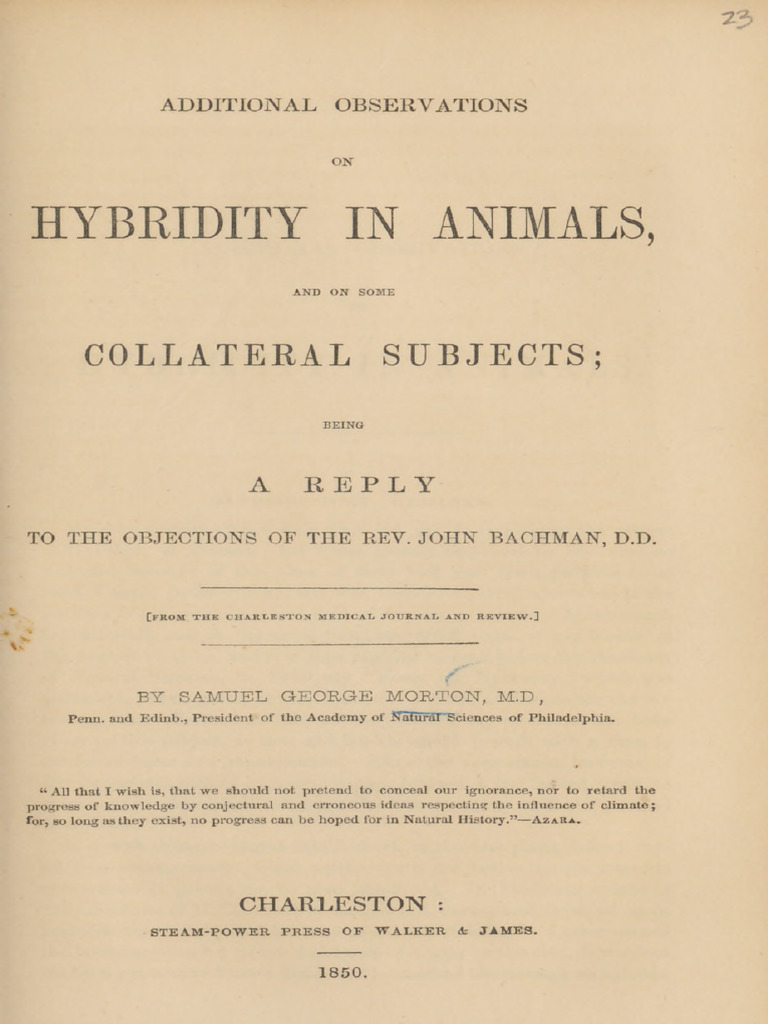 Additional Observations On Hybridity in Animals and On Some Collateral ...