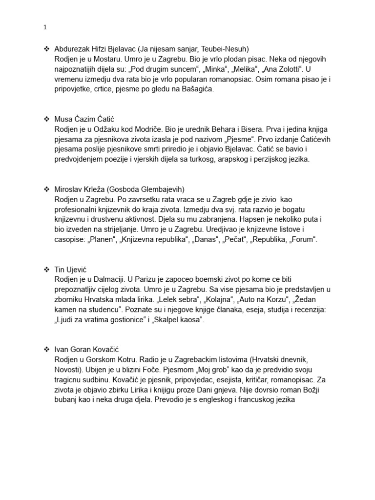 Bosanski Lekcije | PDF