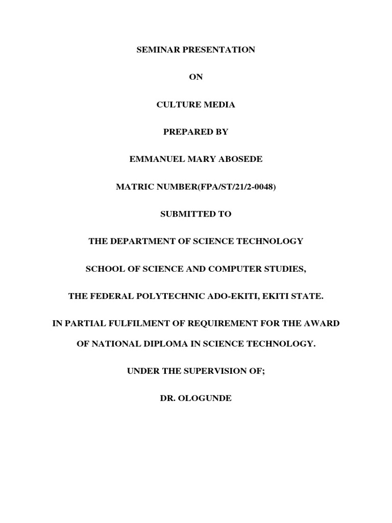 Emmanuel Mary Abosede | PDF | Growth Medium | Biology