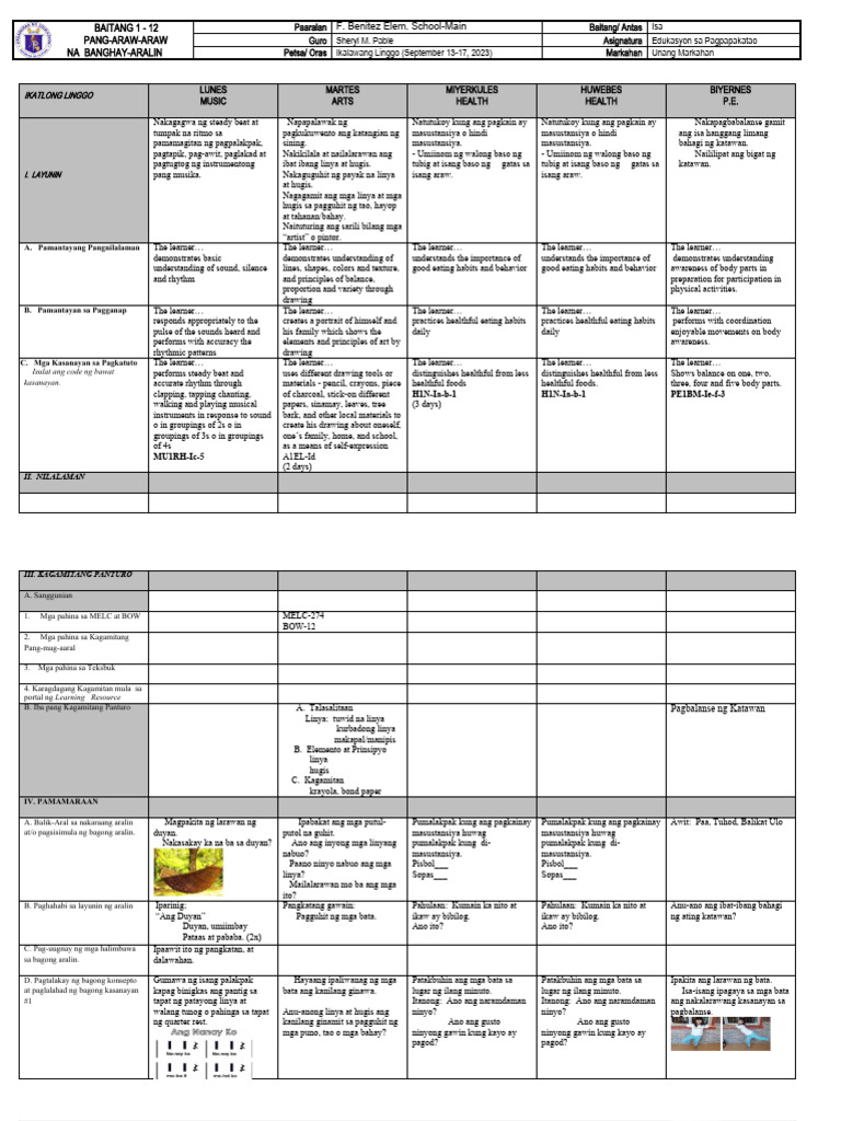 1st Q MAPEH WEEK 3 | PDF