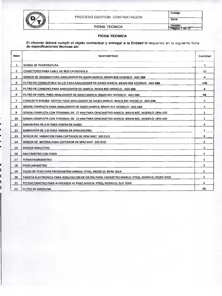 Ficha Tecnica S 004 2019 | PDF