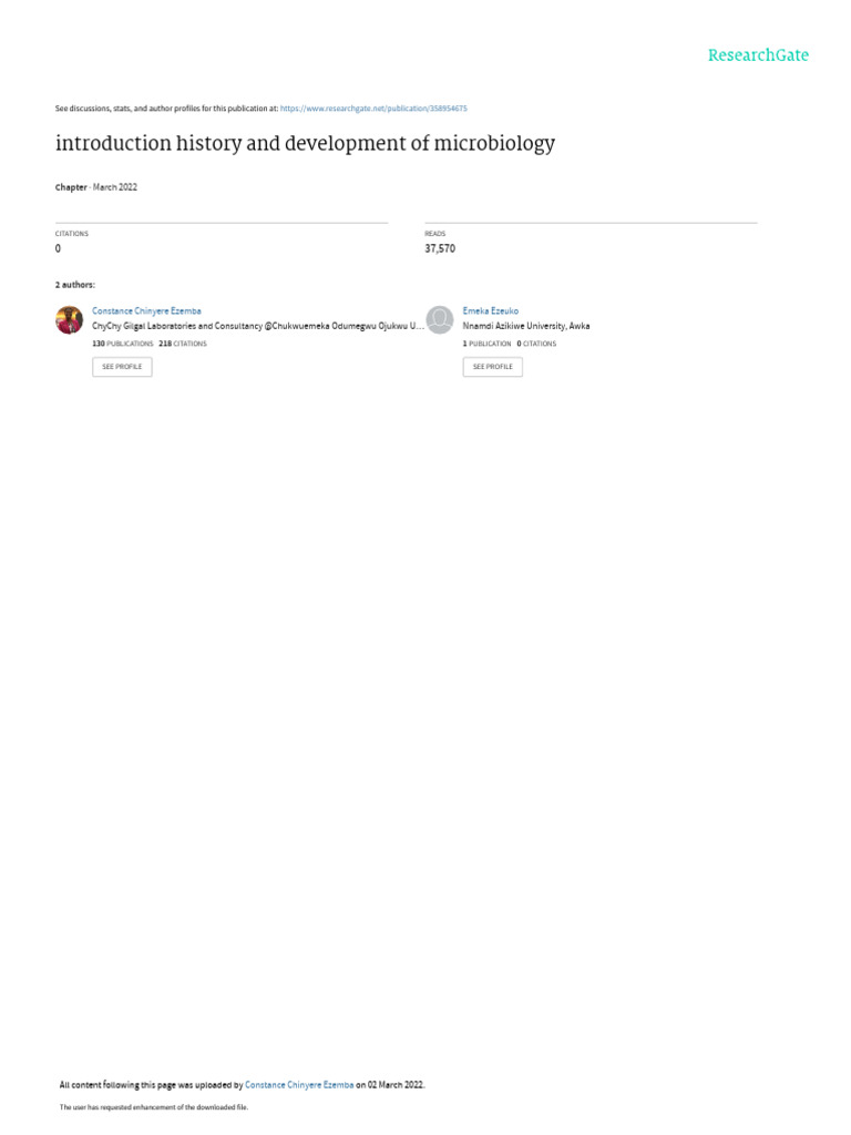 Introduction History and Development of Microbiology | PDF ...