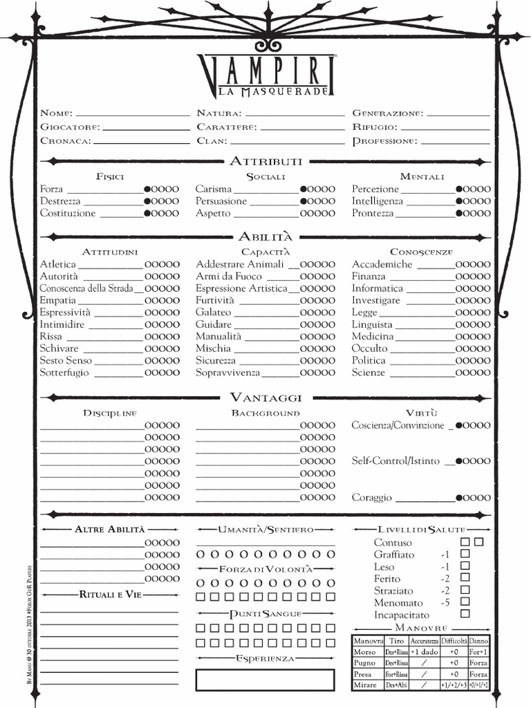 Vampire The Masquerade - Scheda Migliorata | PDF