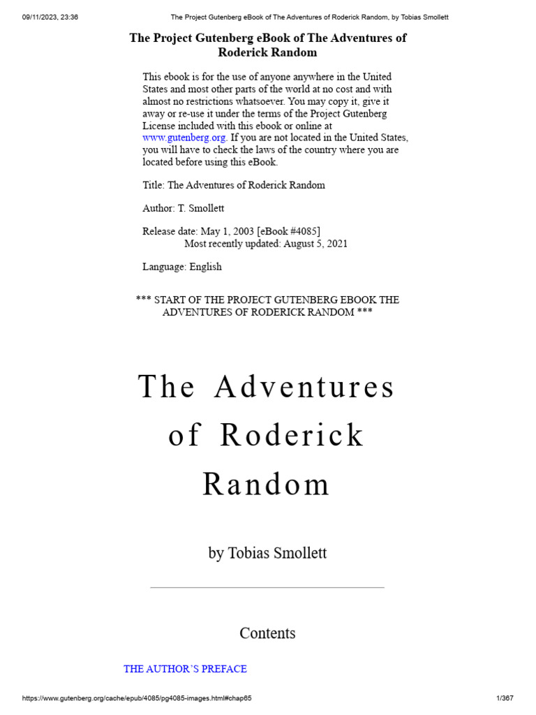 The Project Gutenberg Ebook of The Adventures of Roderick Random, by ...