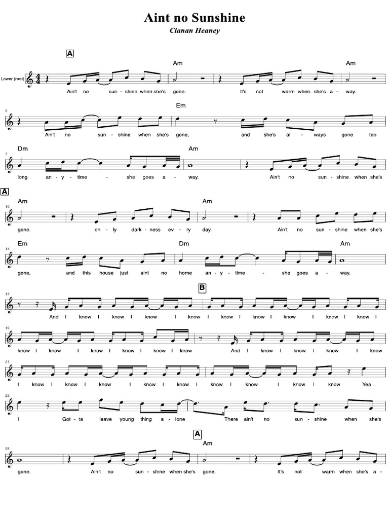 Aint No Sunshine - BM - BB | PDF